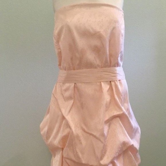 Snap | Dresses | Snap Strapless Peach Pintuck Lined Balloon Babydoll ...